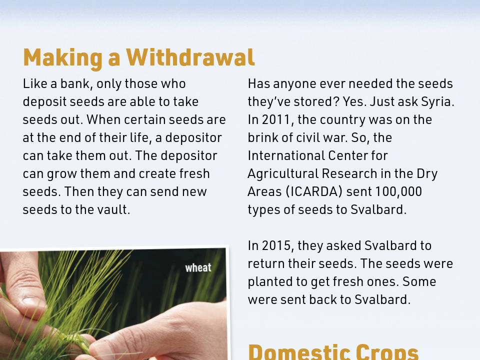 Making a Withdrawal, Domestic Crops & From the Svalbard Vault - Foods ...